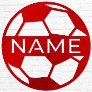 Personalized Soccer Ball Name Sign, Metal Wall Art, Soccer Name Sign ...
