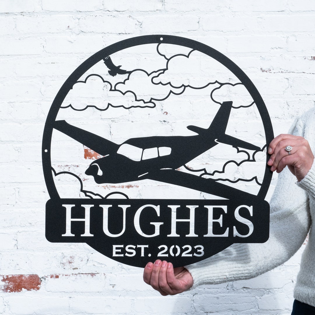 Outdoor Custom Airplane Metal Wall Art | Personalized Pilot Name Sign ...