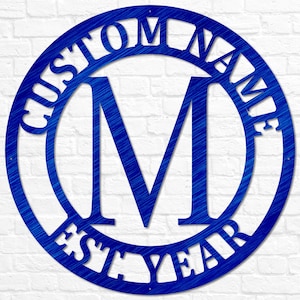 Personalized Family Name Sign With Letter, Metal Last Name Sign, Custom ...