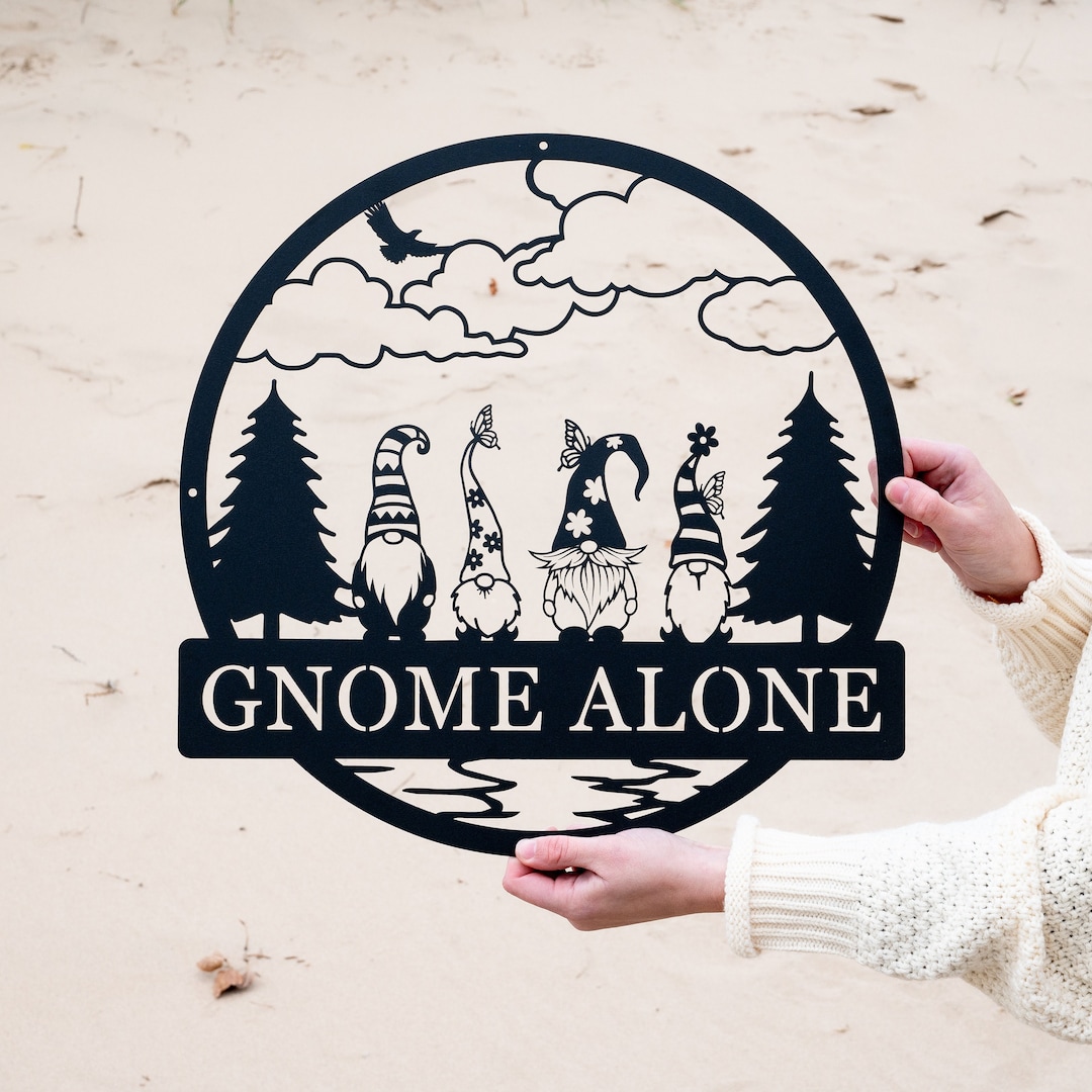 Personalized Outdoor Gnome Name Sign | Custom Gnome Gifts | Gnome Metal ...