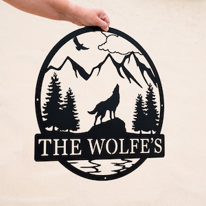 Personalized Wolf Howling Metal Ranch Sign | Custom Wolf Name Sign ...