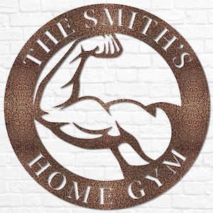 Metal Fitness Sign | Custom Home Gym Sign | Weightlifting Gift ...