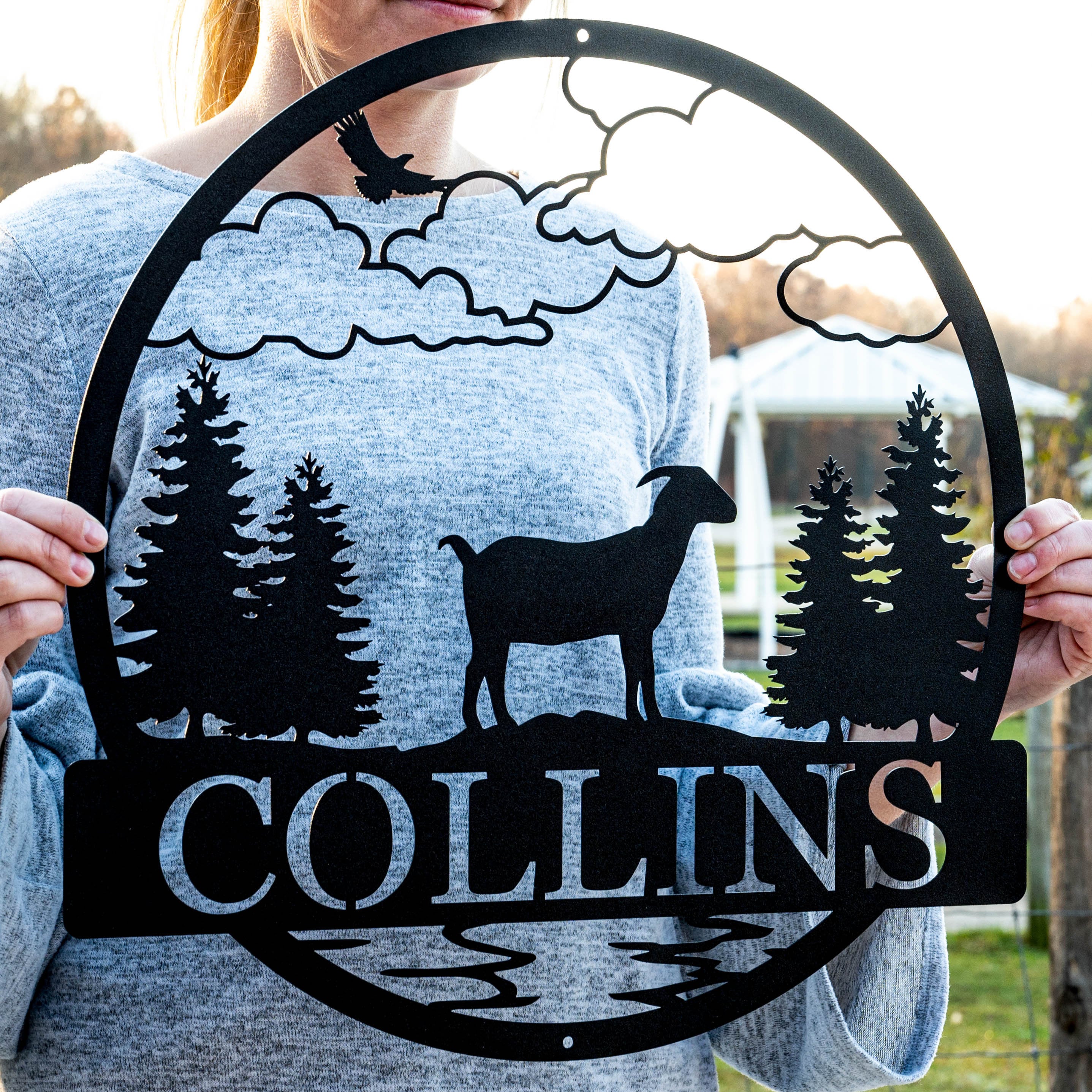 Goat Outdoor Farm Name Sign | Custom Metal Ranch Name Sign Goat Outdoor ...