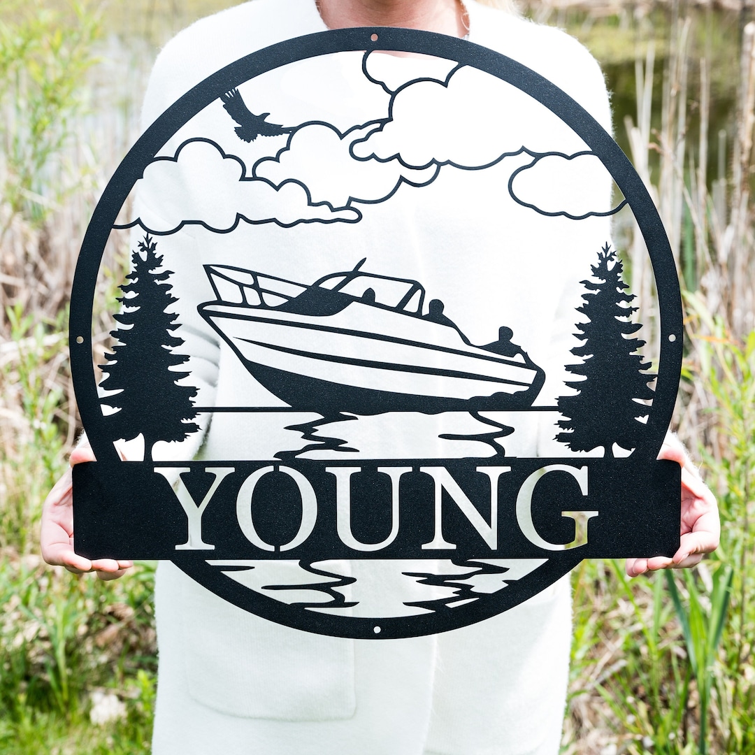 Personalized Boat Lake House Sign | Metal Outdoor Decor | Lake Beach ...