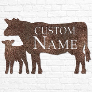 Metal Cow Calf Farm Sign | Custom Farmer Sign | Farmhouse Decor | Farm ...