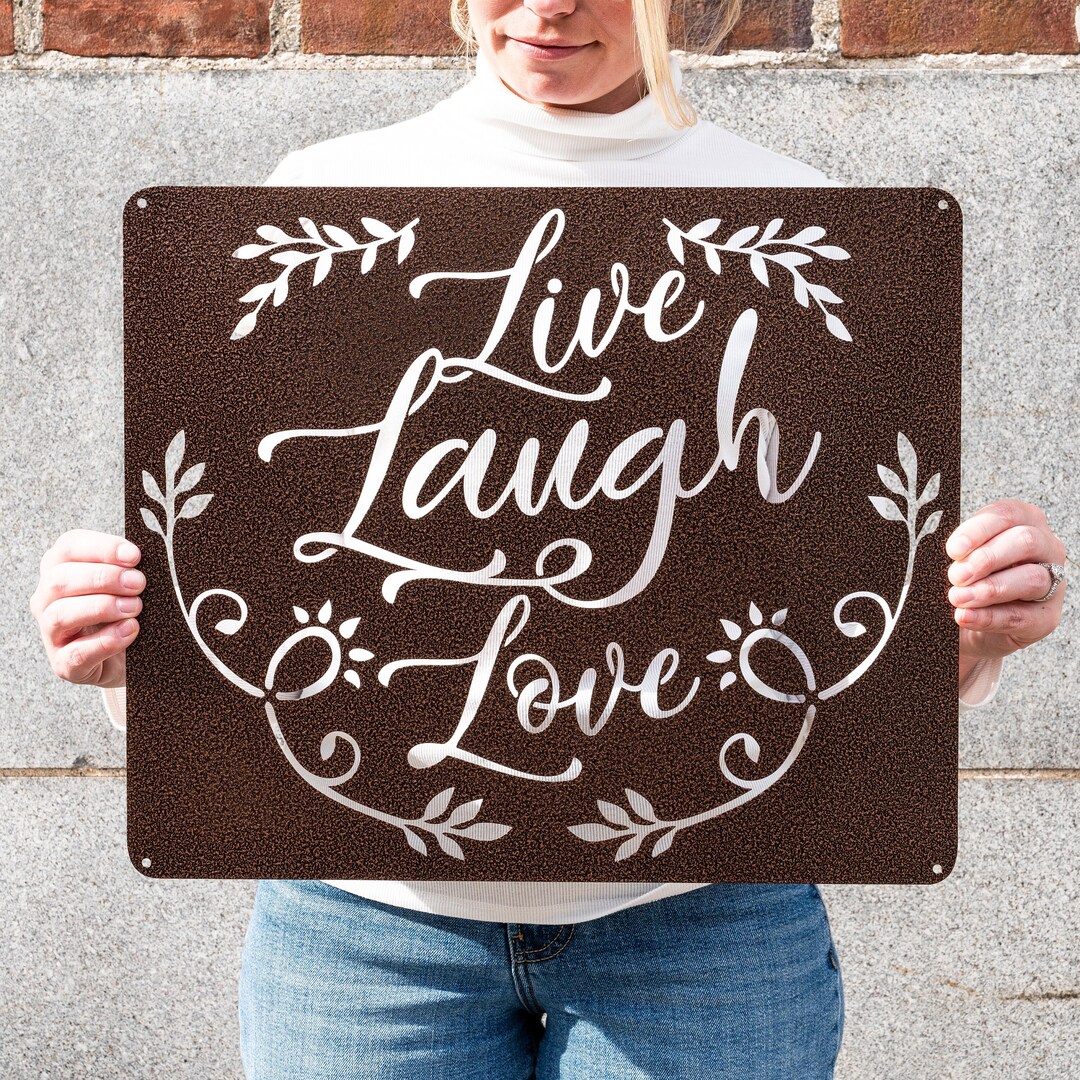 Metal Outdoor Live Laugh Love Sign | Home Decor | Rustic Farmhouse Sign ...