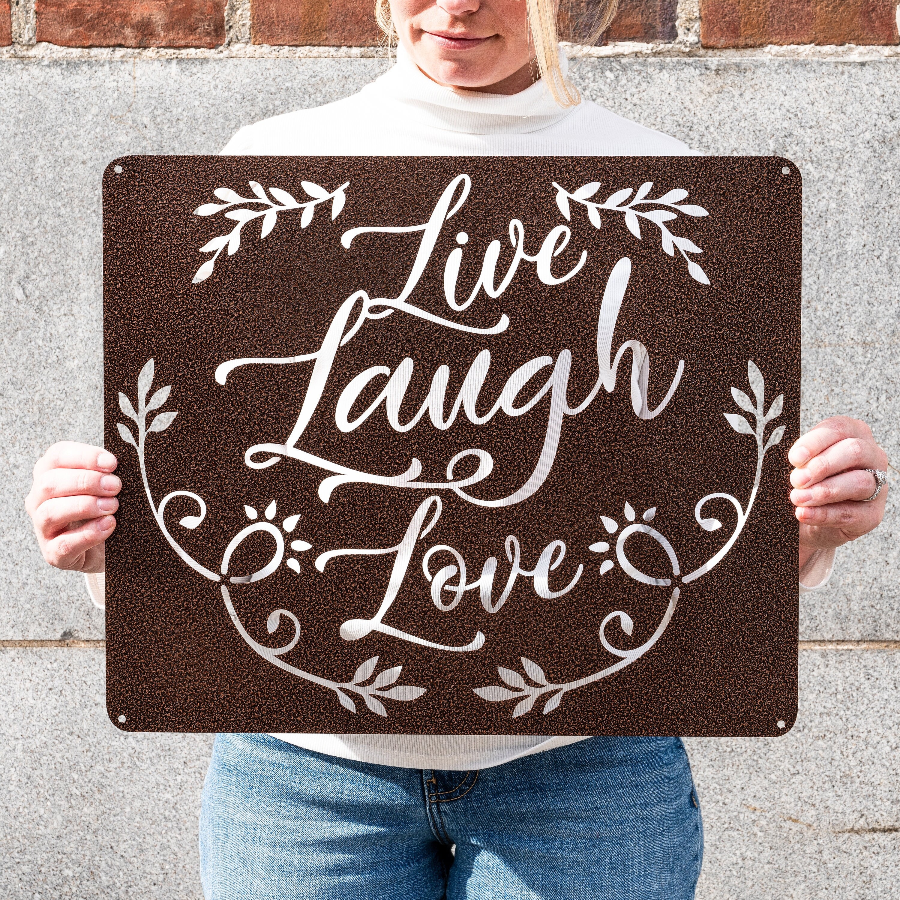 Metal Outdoor Live Laugh Love Sign | Home Decor | Rustic Farmhouse Sign ...
