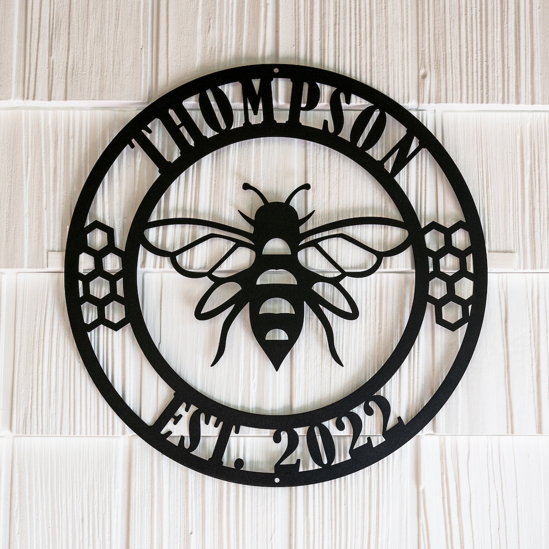 Personalized Honey Bee Sign | Custom Metal Bee Decor | Custom Garden ...