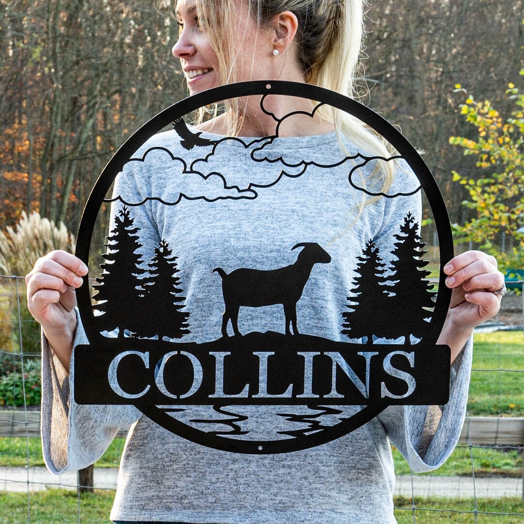 Goat Outdoor Farm Name Sign | Custom Metal Ranch Name Sign Goat Outdoor ...