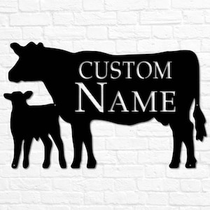 Metal Cow Calf Farm Sign | Custom Farmer Sign | Farmhouse Decor | Farm ...
