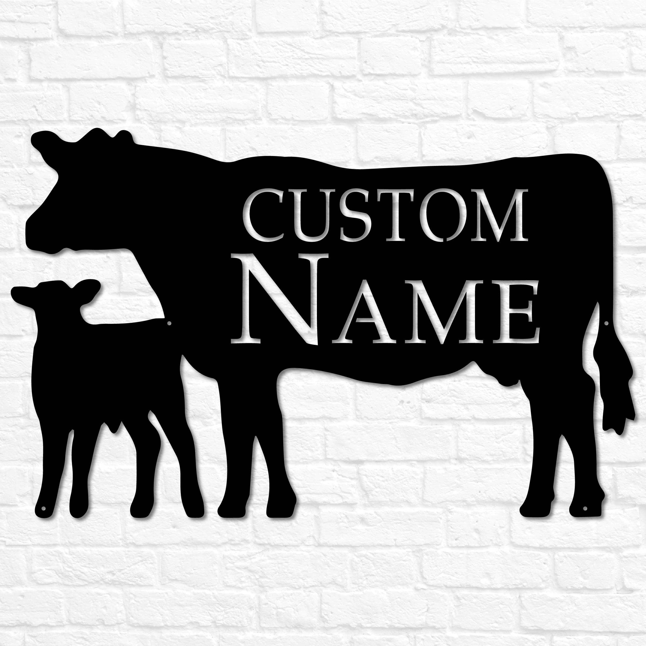 Metal Cow Calf Farm Sign | Custom Farmer Sign | Farmhouse Decor | Farm ...