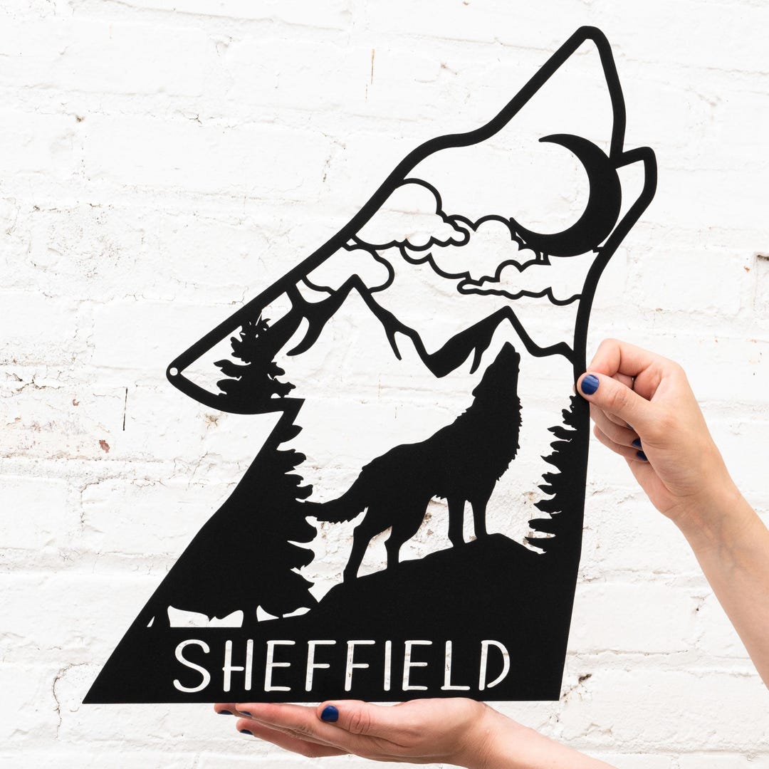 Custom Howling Wolf Head Metal Sign, Rustic Cabin Decor, Personalized ...
