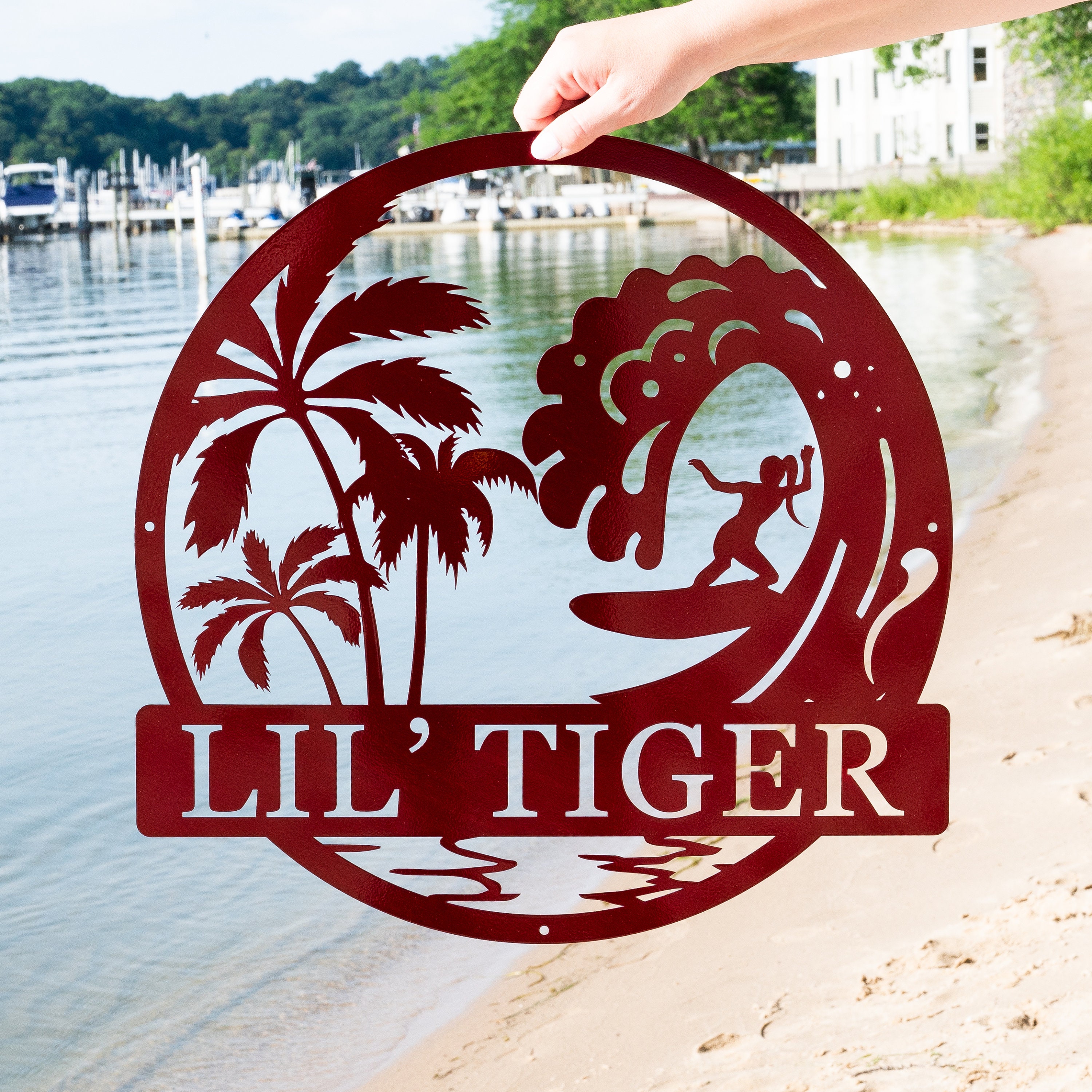 Custom Metal Surf Outdoor Name Sign | Surfer Sign | Beach Theme Decor ...