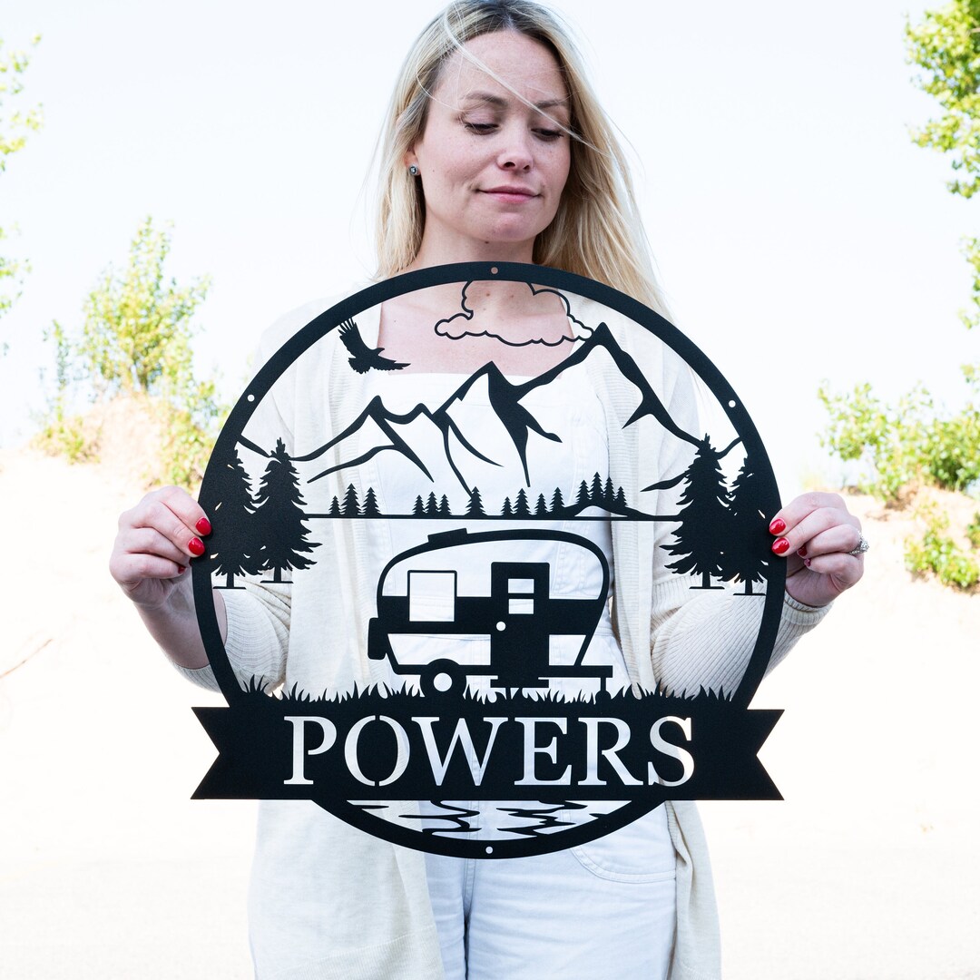 Personalized Retro Camper Outdoor Metal Sign | Camper Decor | Camping ...