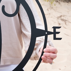 Metal Compass Letter Monogram | Wall Monogram Sign | Nautical Decor ...