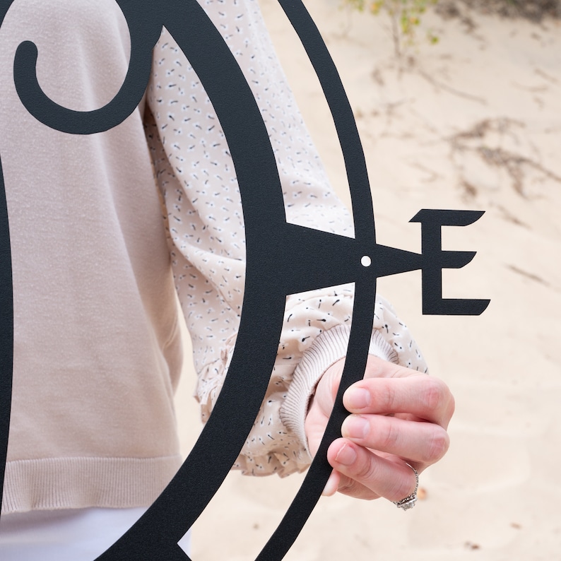 Metal Compass Letter Monogram | Wall Monogram Sign | Nautical Decor ...