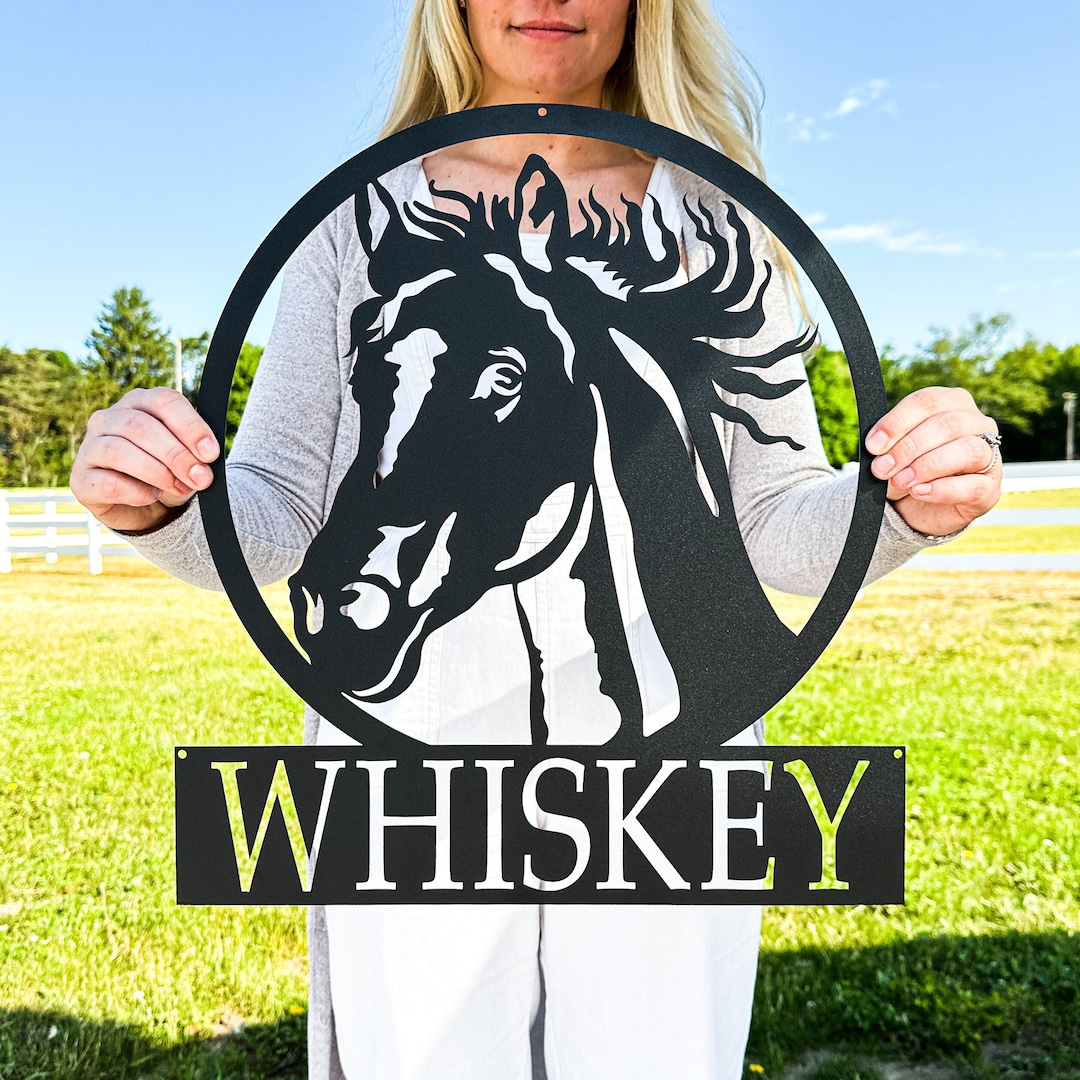 Personalized Horse Sign Metal Horse Sign Horse Name Sign Custom Horse ...