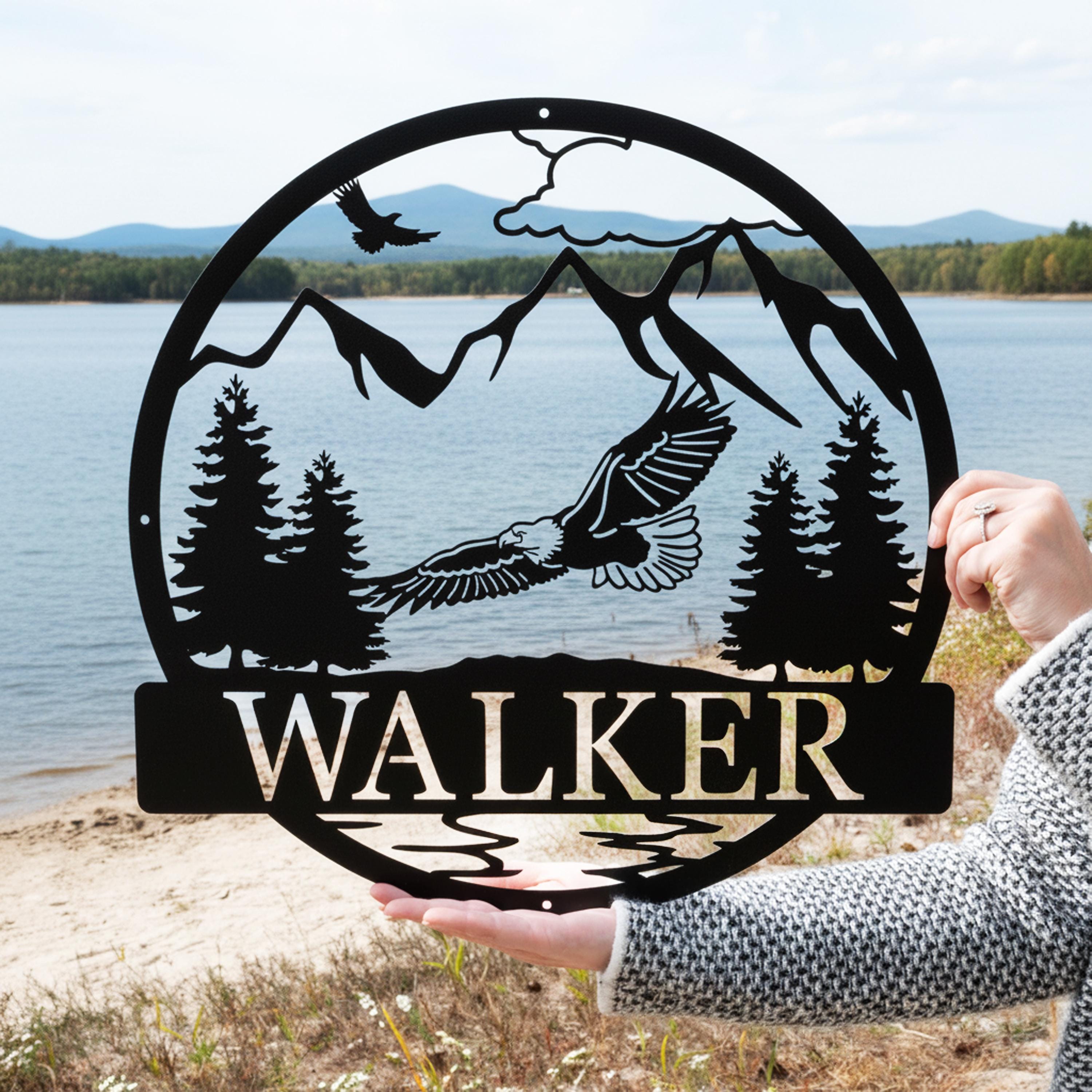 Custom Outdoor Eagle Monogram | Metal Wall Art Decor | Custom Name Sign ...