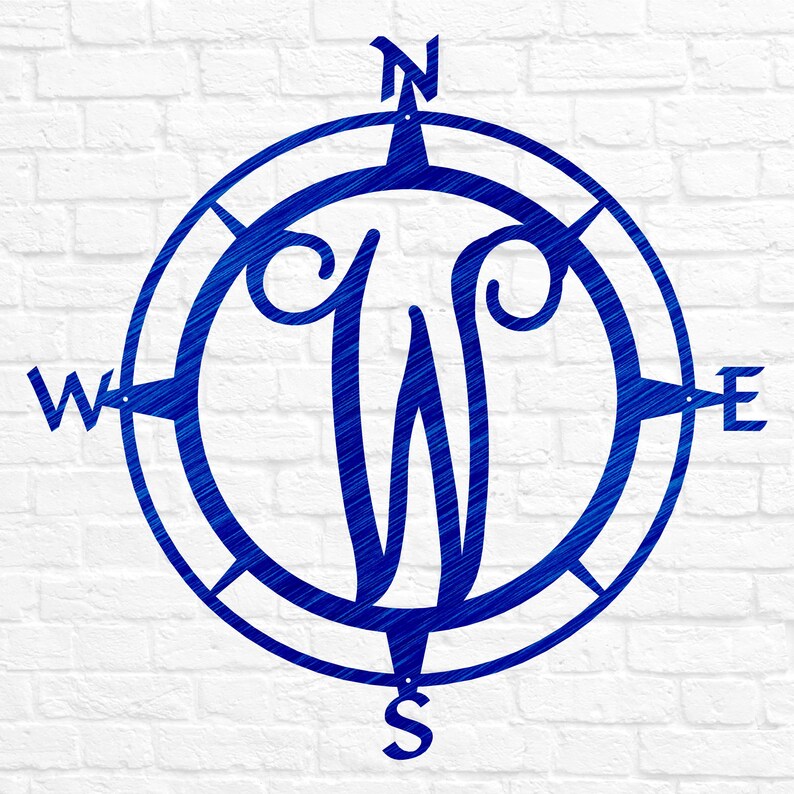 Metal Compass Letter Monogram | Wall Monogram Sign | Nautical Decor ...