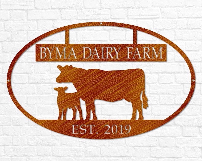 Cow Oval Farm Sign Custom Metal Ranch Name Sign Cow and - Etsy