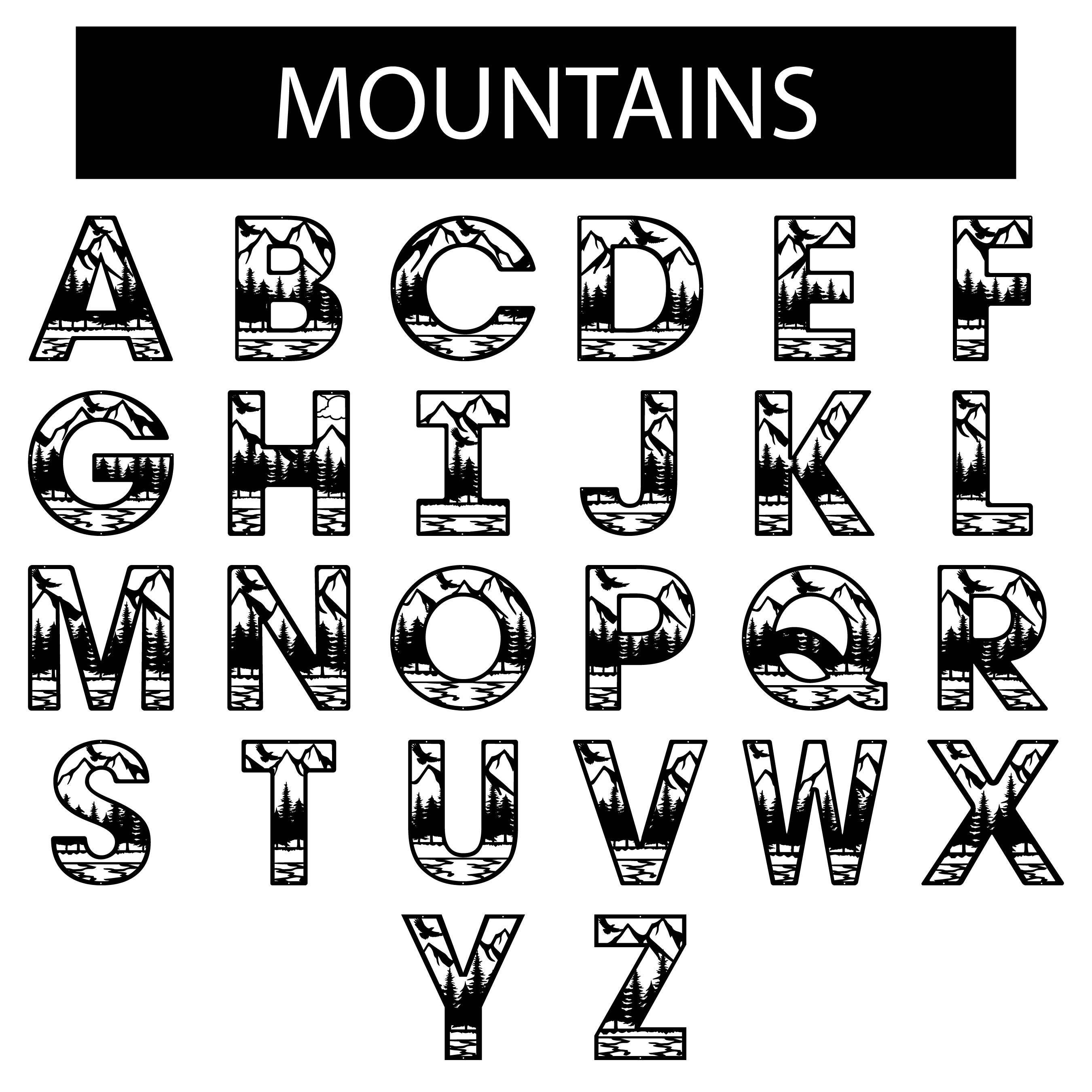 Metal Letter Outdoor Monogram, Mountain Wall Decor, Nature Wall Art ...