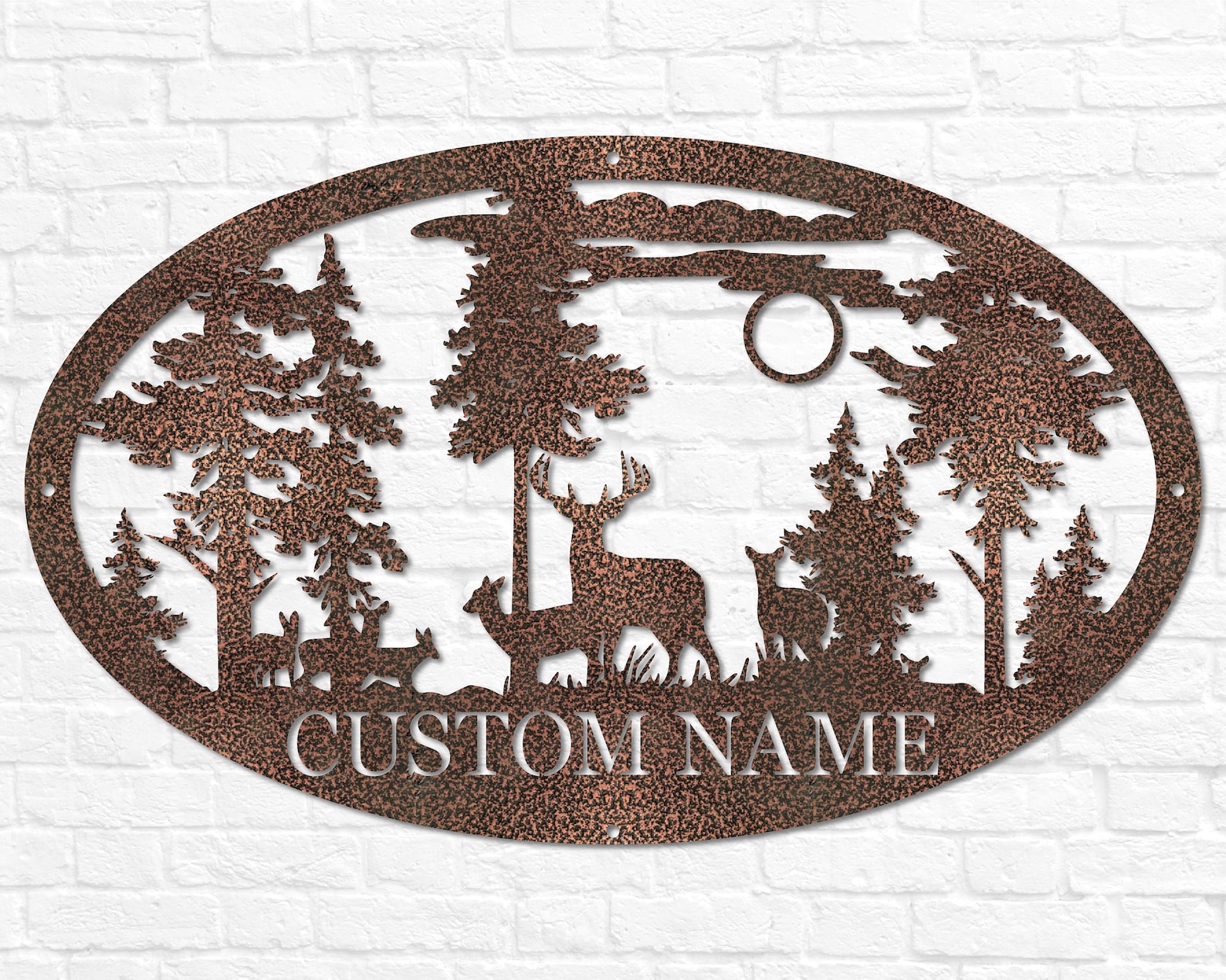 Personalized Oval Deer Metal Cabin Sign Outdoor Hunting Deer Hunter ...
