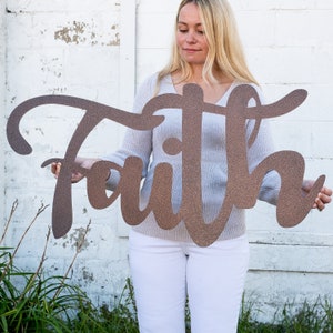 Metal Faith Sign | Metal Word Wall Decor | Faith Sign | Religious Wall ...