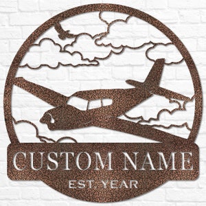 Outdoor Custom Airplane Metal Wall Art | Personalized Pilot Name Sign ...