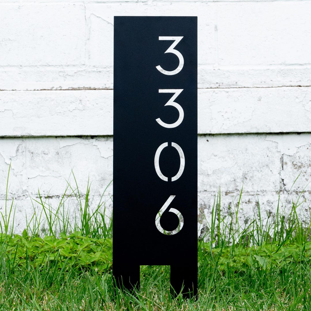 Metal Personalized Vertical Address Stake, Custom House Numbers, Metal ...