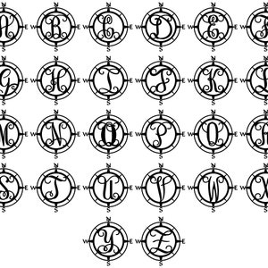 Metal Compass Letter Monogram | Wall Monogram Sign | Nautical Decor ...