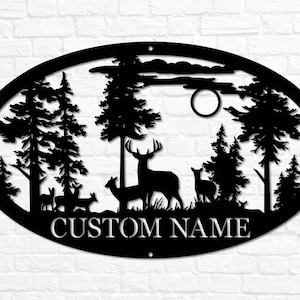 Personalized Oval Deer Metal Cabin Sign | Outdoor Hunting | Deer Hunter ...