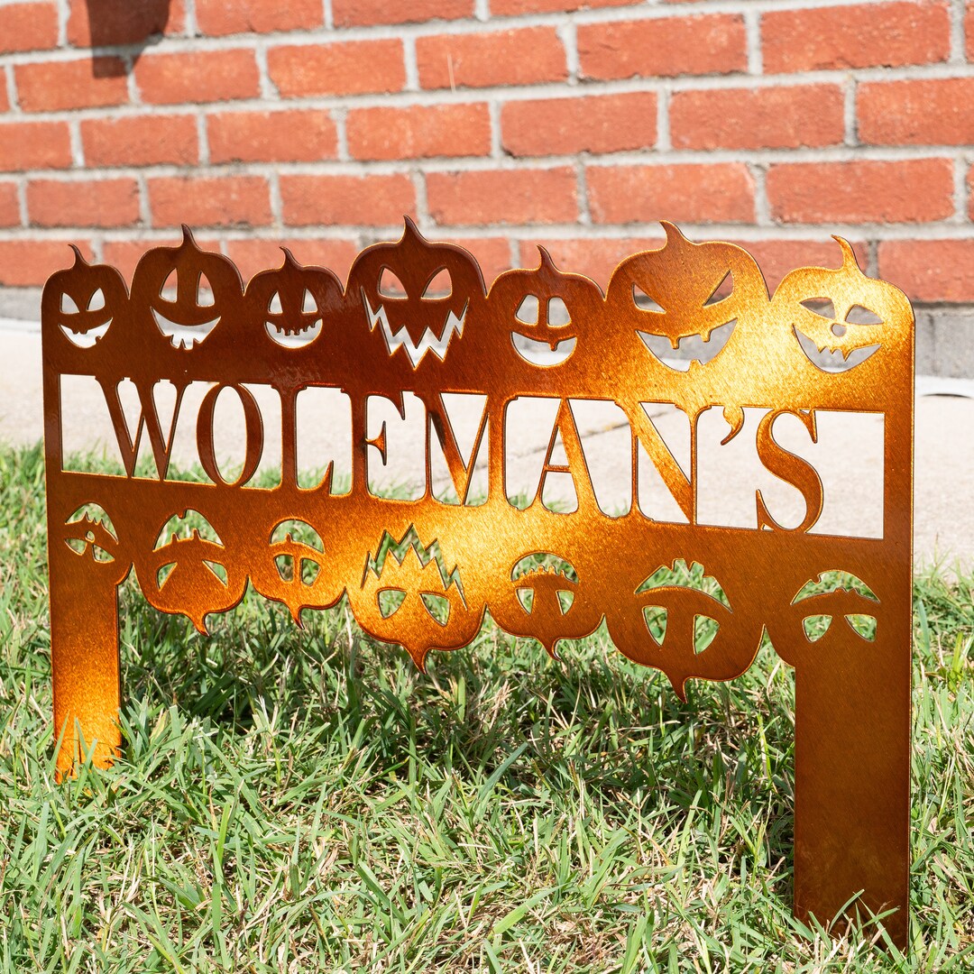 Personalized Metal Pumpkin Yard Sign Fall Decor, Decorative Pumpkin Last Name Decor, Outdoor for ...