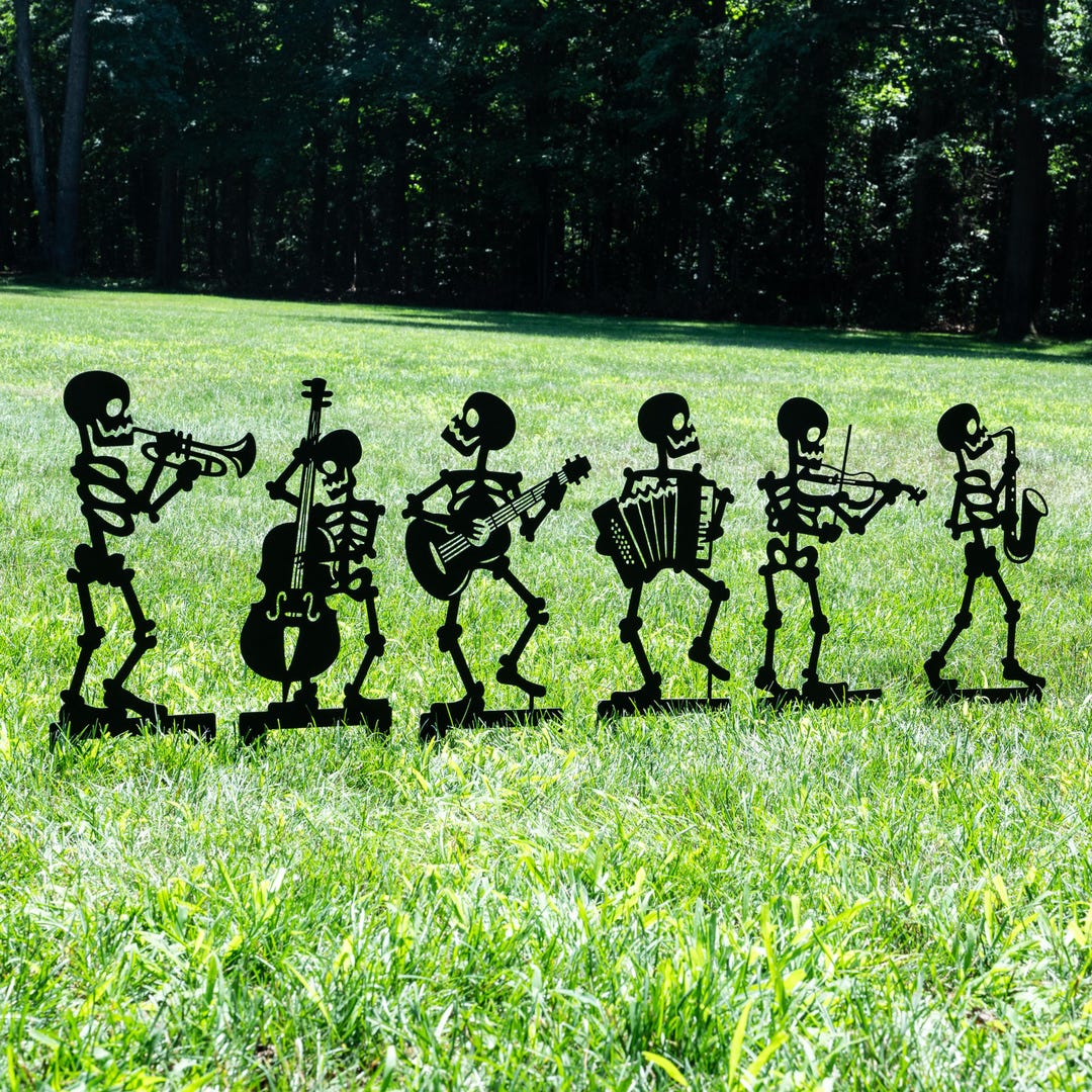 Outdoor Halloween Musician Skeleton Yard Stakes | Spooky Yard Display ...