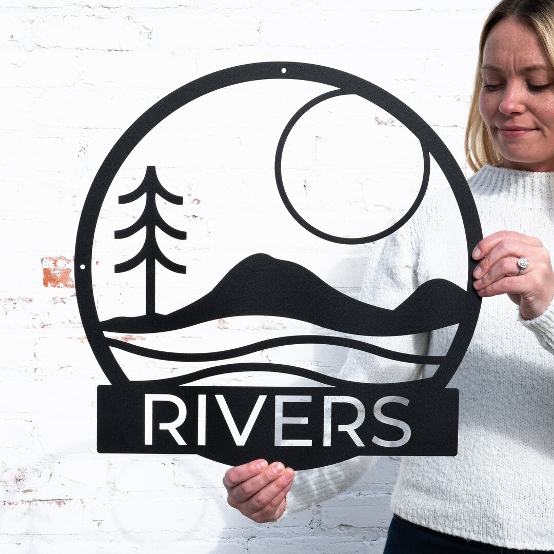 Mid Century Modern Metal Lake Sign With Custom Name, MCM Outdoor Decor ...