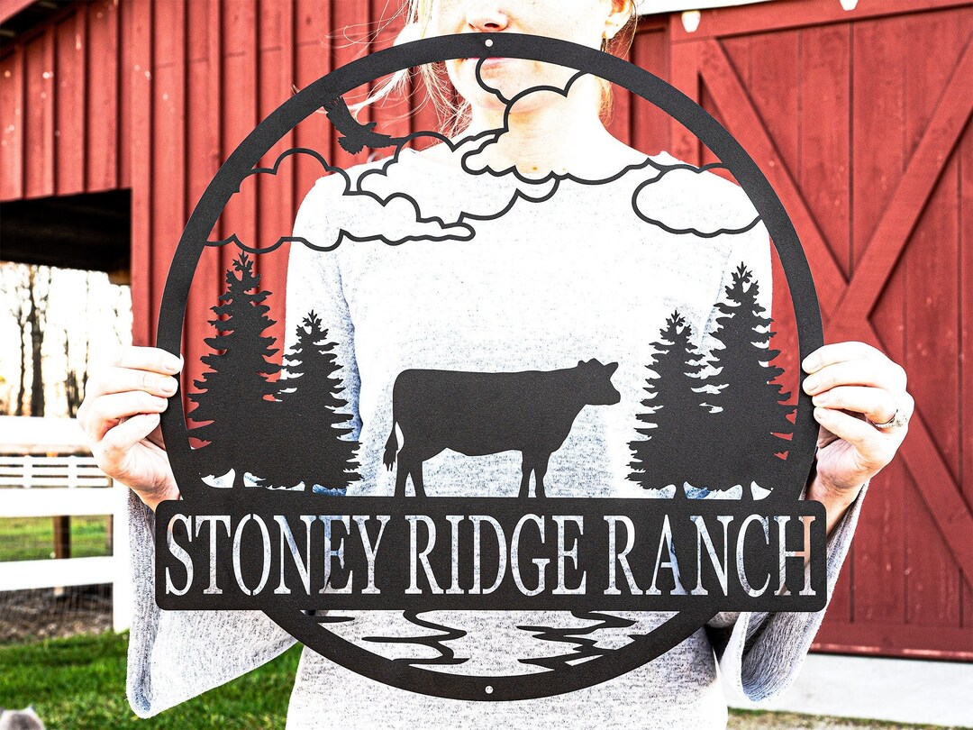 Cow Circle Outdoor Farm Sign | Rustic Porch Sign | Farm Porch Sign ...