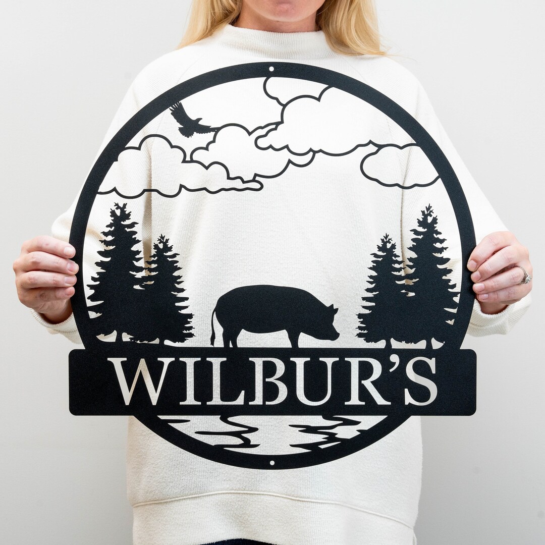 Personalized Pig Outdoor Farm Sign | Personalized Farmhouse Sign Custom ...