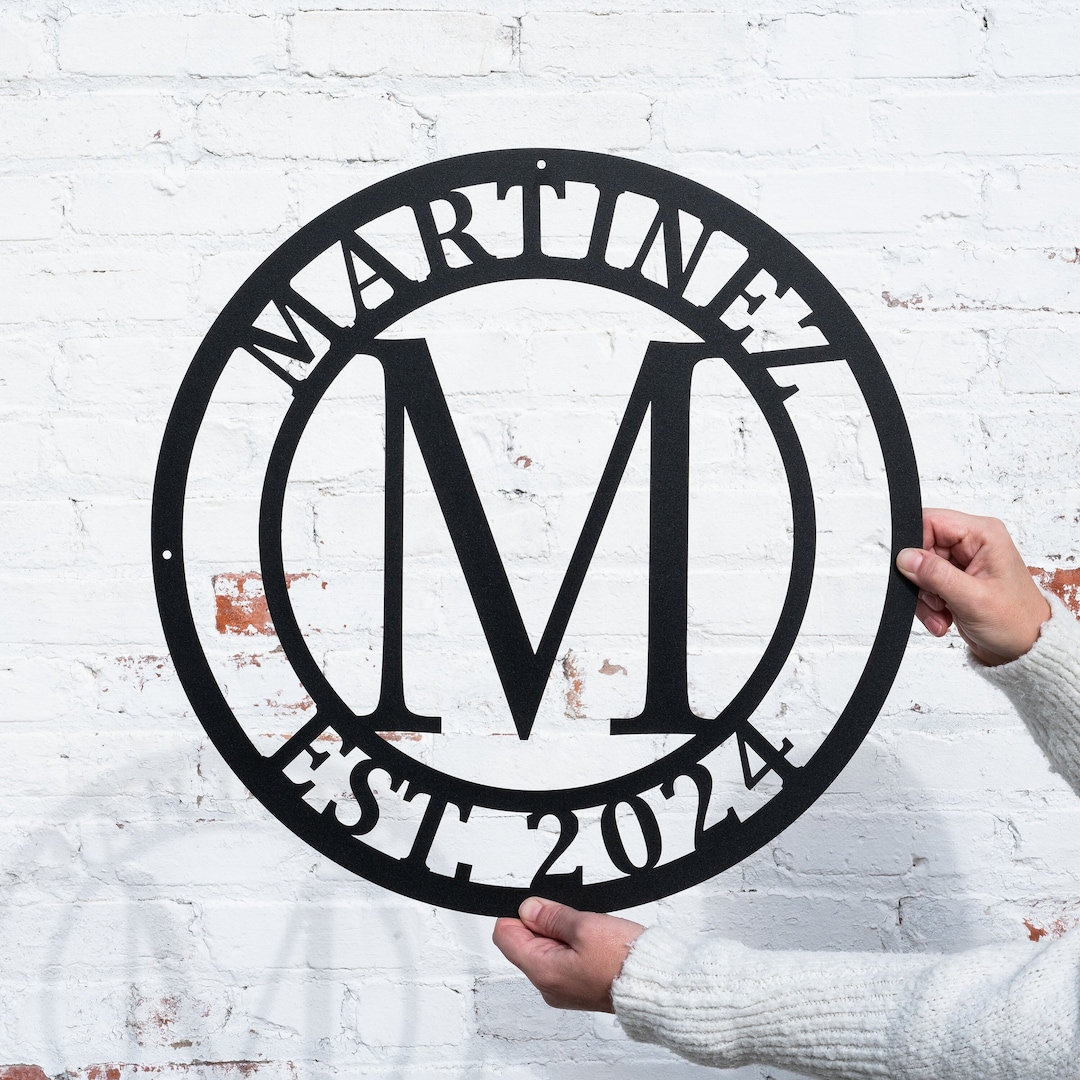 Personalized Family Name Sign With Letter, Metal Last Name Sign, Custom ...