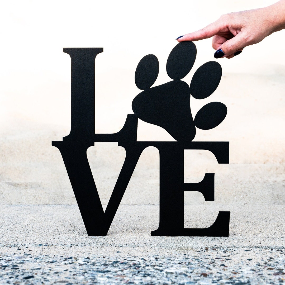 Metal Dog Love With Paw Print Decor | Dog Lover Gift | Dog Mom Gift Dog ...