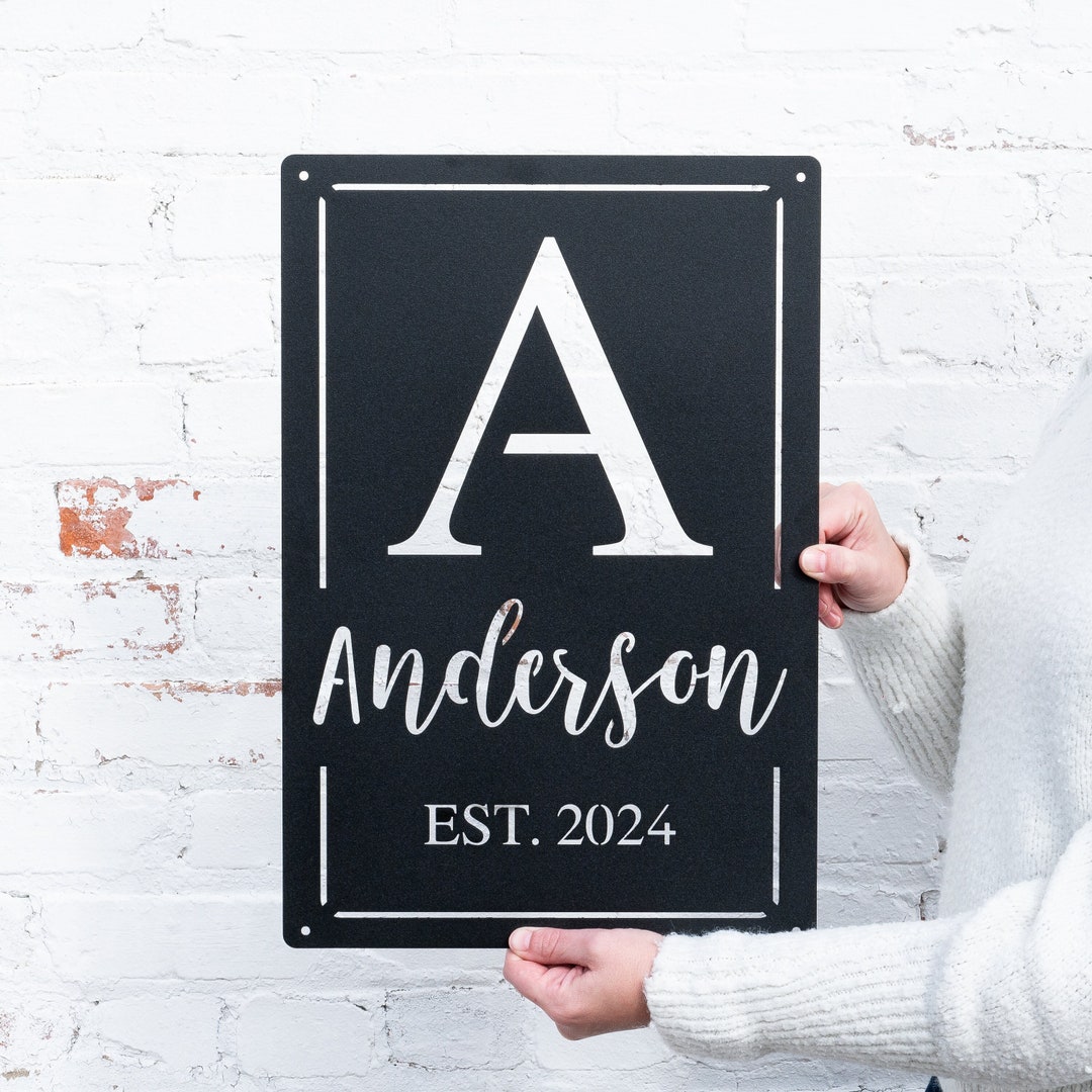 Metal Letter Monogram Established Family Name | Wall Monogram Sign ...