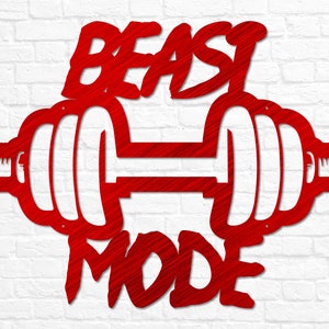 Metal Home Gym Sign | Beast Mode Fitness Sign | Fitness Quote ...