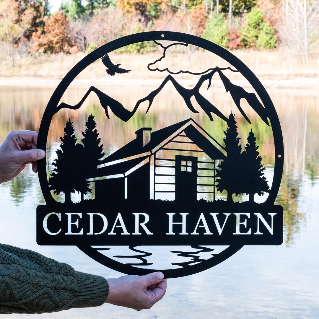 Personalized Cabin Name Sign | Outdoor Metal Cabin Sign | Hunting Gift ...