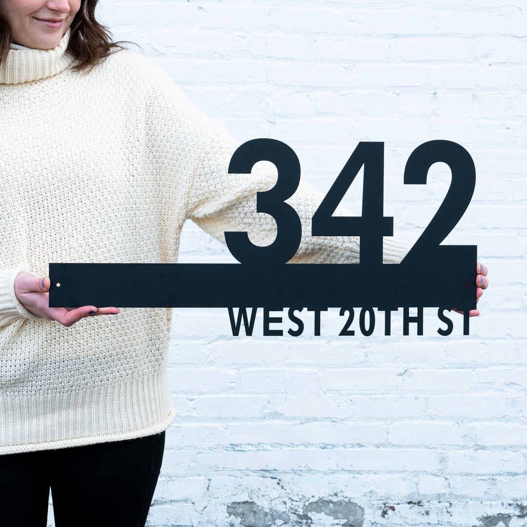 Metal Address Sign With Street Name | Modern Address Sign | Outdoor ...