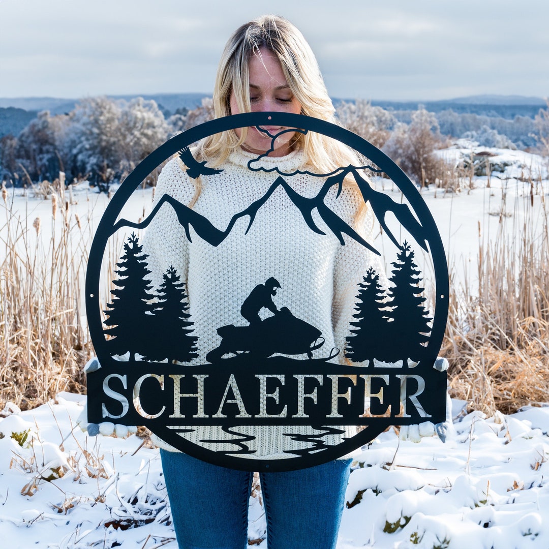 Custom Metal Outdoor Snowmobile Decor With Name | Snowmobile Gifts ...