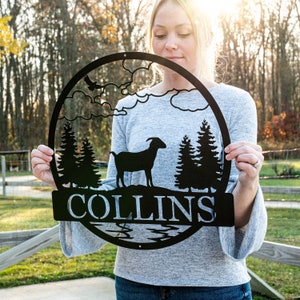 Goat Outdoor Farm Name Sign | Custom Metal Ranch Name Sign Goat Outdoor ...