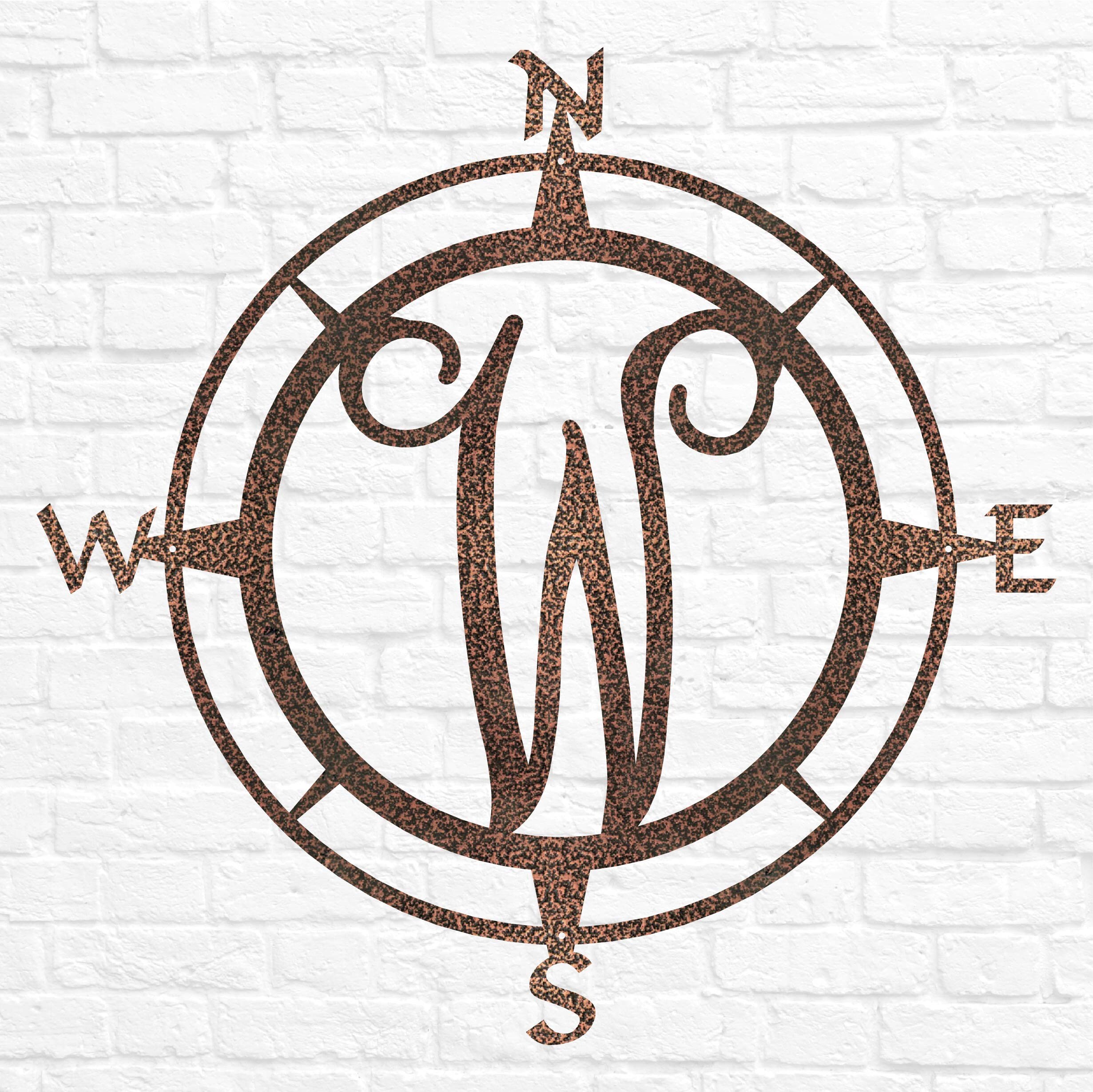Metal Compass Letter Monogram | Wall Monogram Sign | Nautical Decor ...