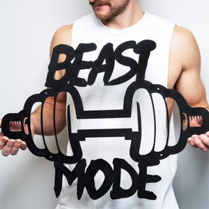 Metal Home Gym Sign | Beast Mode Fitness Sign | Fitness Quote ...