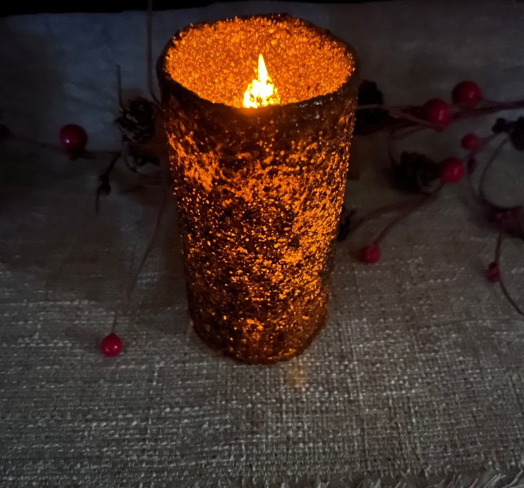 Primitive/farmhouse LED Grubby/grunge Pillar Candle. (no Timer) Battery ...