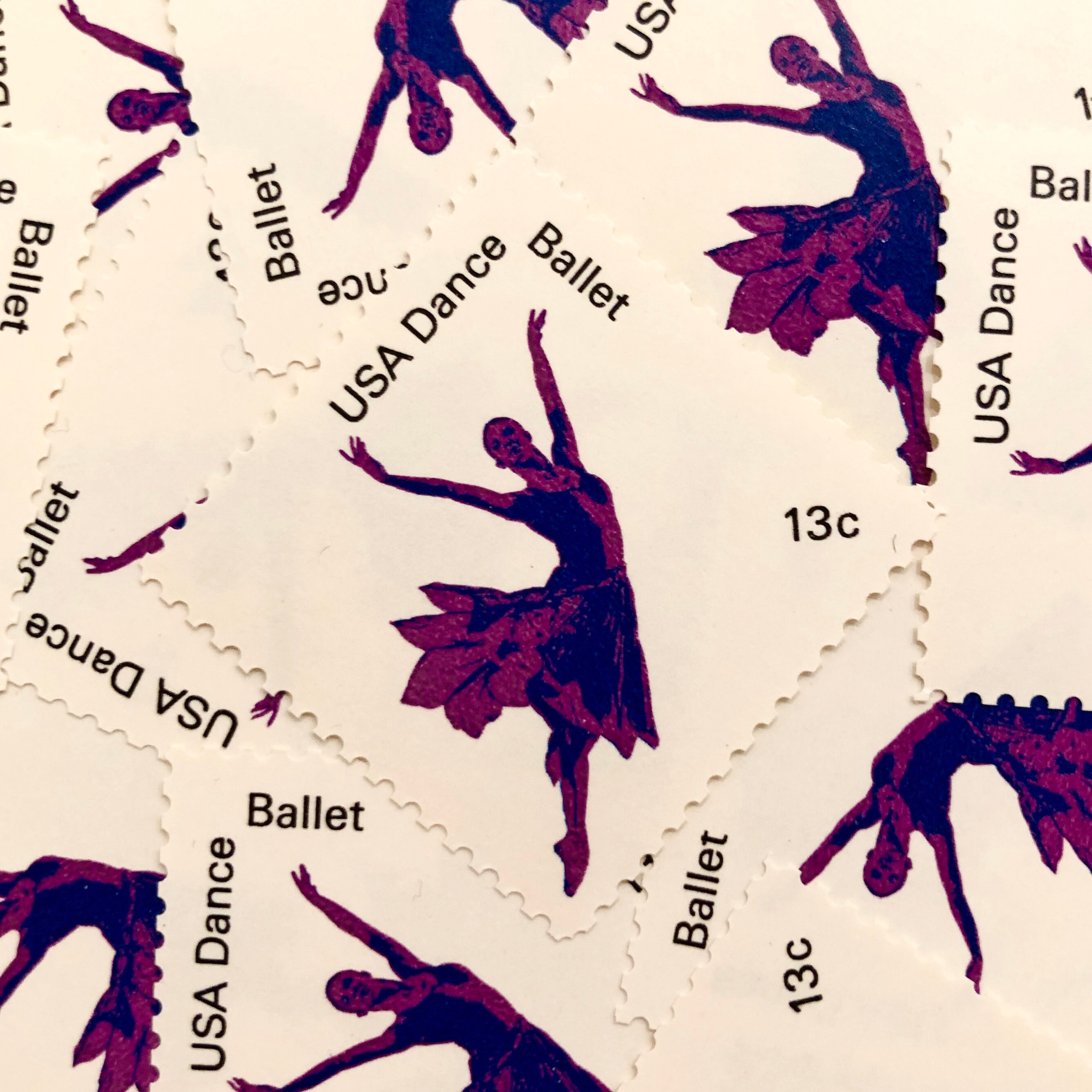 5 Purple Ballet Dance Stamps – 1978 – Scott 1749 – Thirteen Cents ...