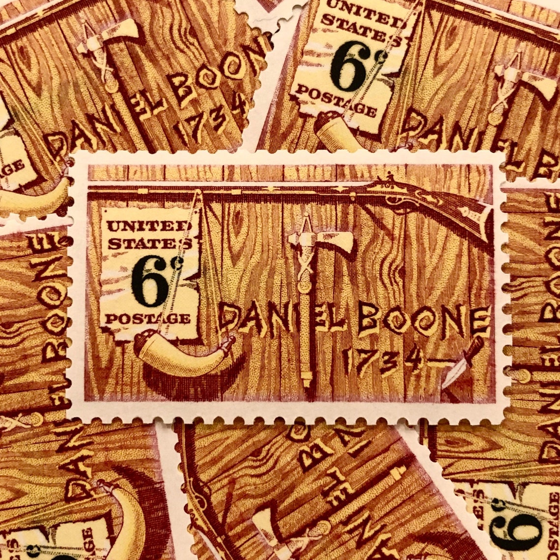 5 Daniel Boone Stamps – 1968 – Scott 1357 – Six Cents – Vintage Unused ...