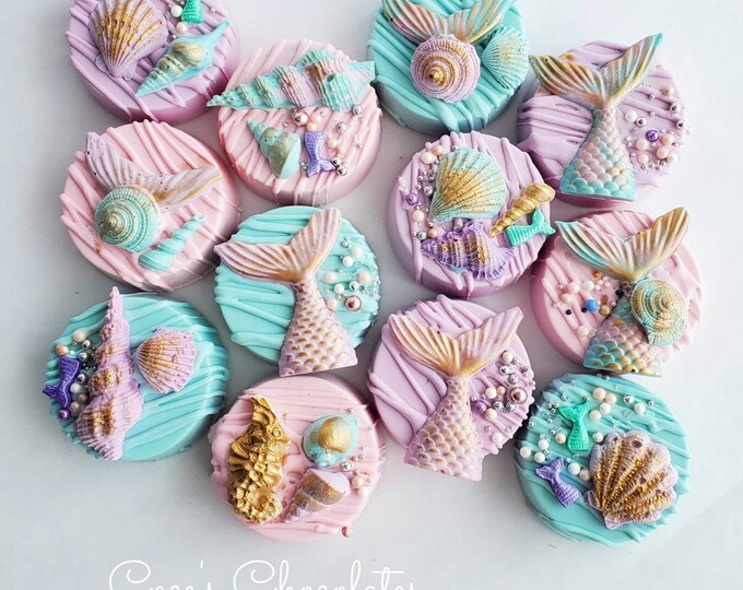 Mermaid Chocolate Dipped Oreos, Mermaid Party, Mermaid Party Favors ...